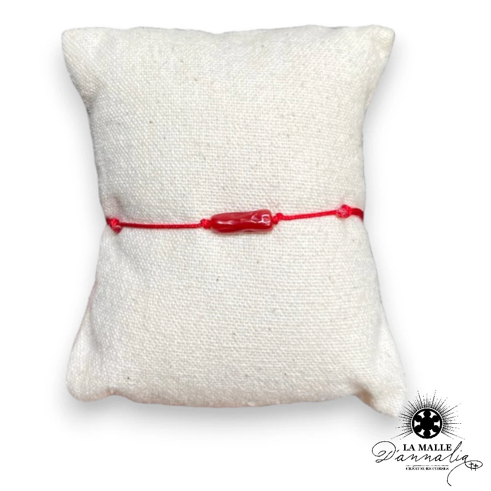 Bracelet Fil Rouge et Tube de Corail Rouge - Création Corse